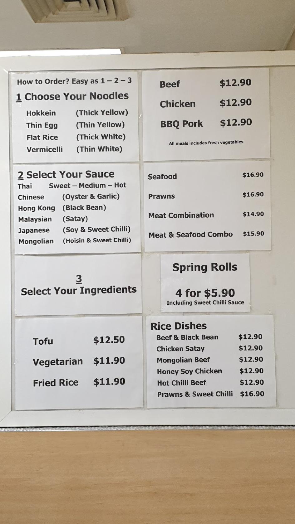 Menu at Hard Wok Noodle Bar, Richlands