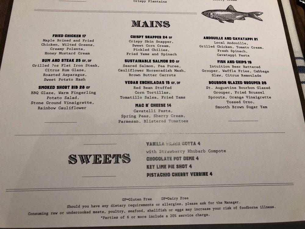 Menu at Shor Hyatt restaurant, Jacksonville