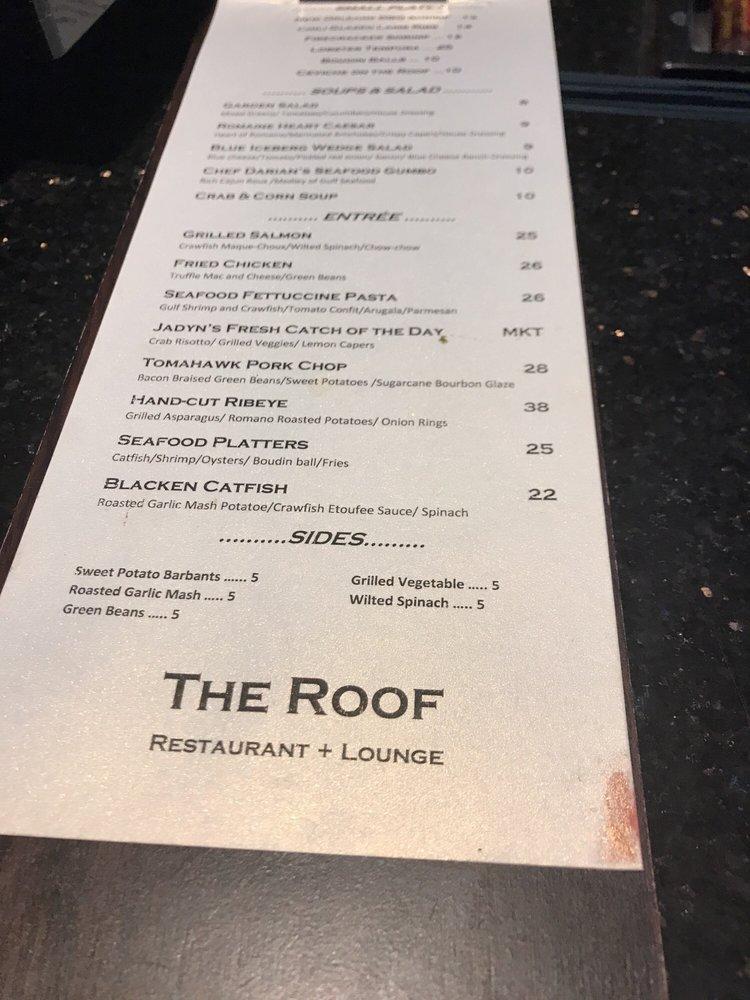 Menu at The Roof restaurant, Sugar Land