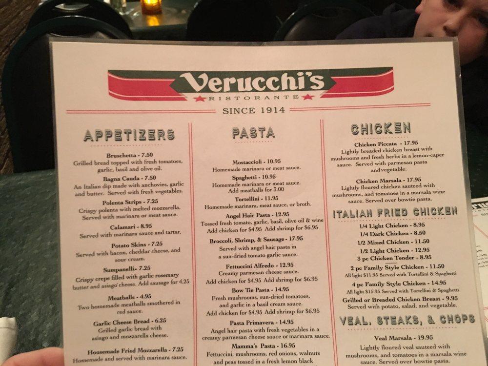 Menu At Verucchis Ristorante Restaurant Spring Valley