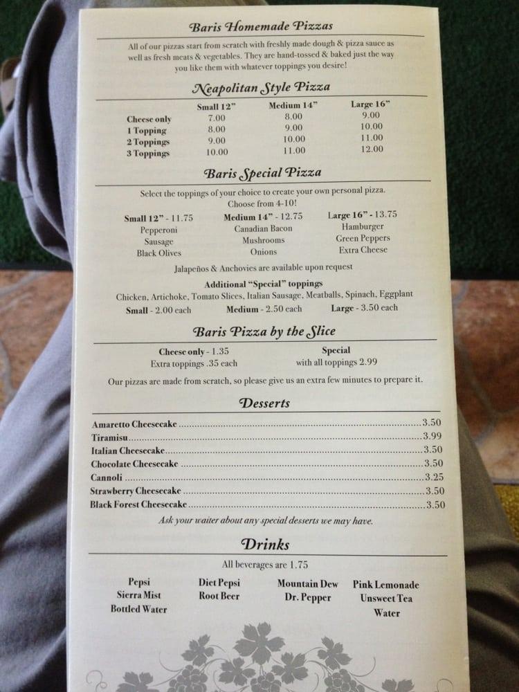Menu at Baris, Waco, 904 N Valley Mills Dr