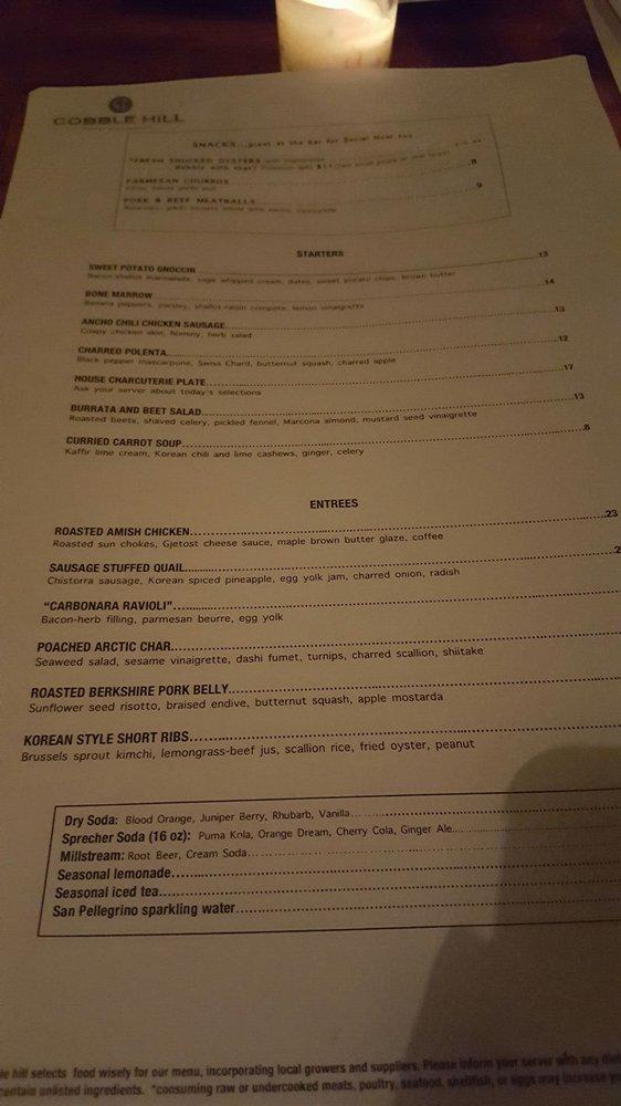 Menu at Cobble Hill pub & bar, Cedar Rapids