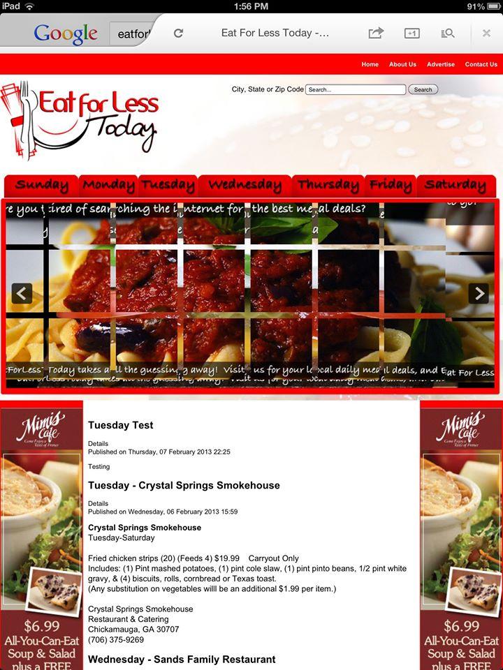 Menu at Eat For Less Today restaurant, USA