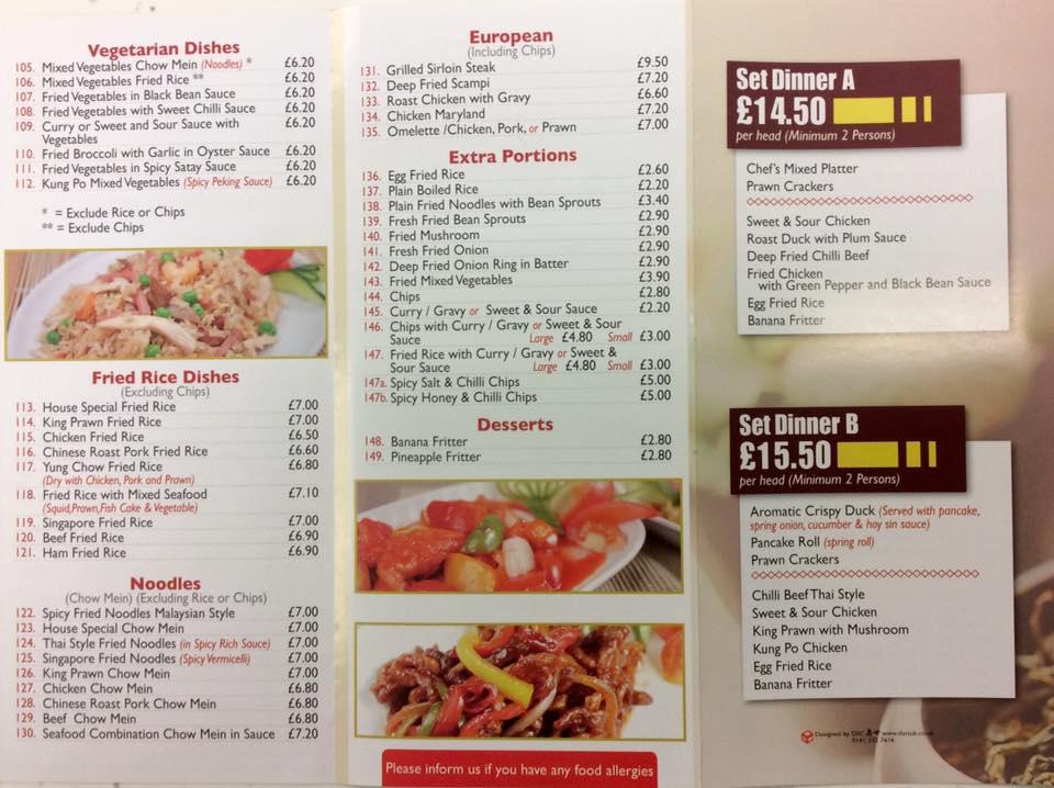 Menu at Kyle Chinese Takeaway fast food, Kyle of Lochalsh, Main St