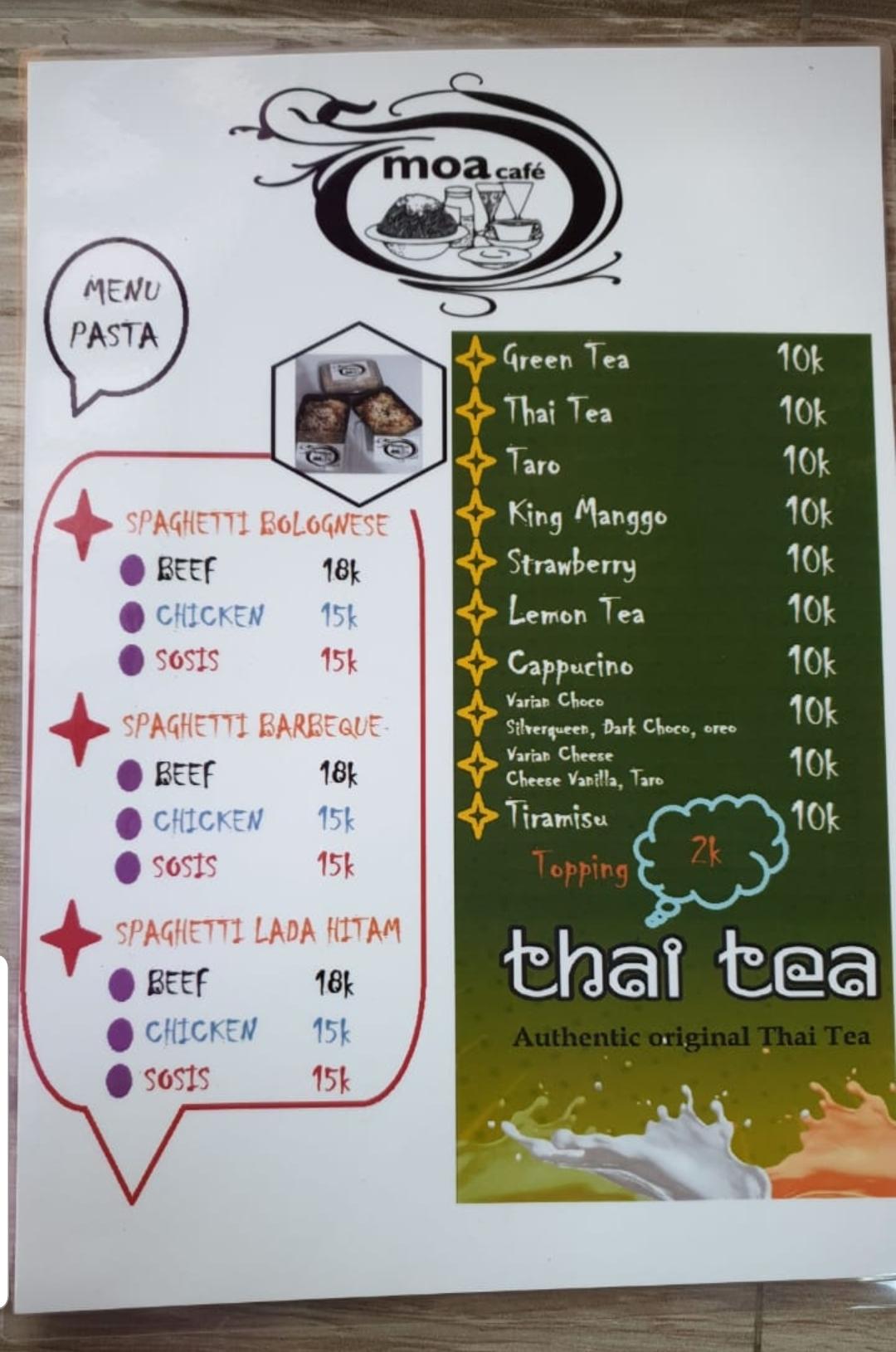 Menu at Moa Cafe - Gandasari, Jatiwangi