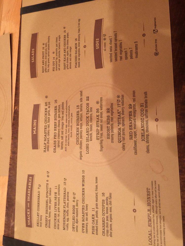 Menu at Rustic Root restaurant, Woodbury