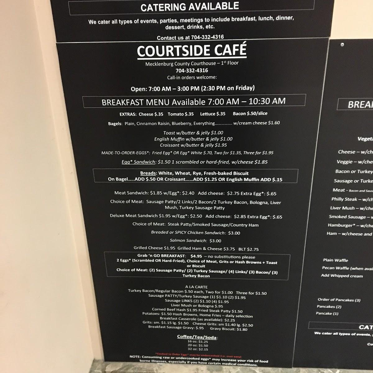 Menu at Courtside Cafe, Charlotte, 832 E 4th St