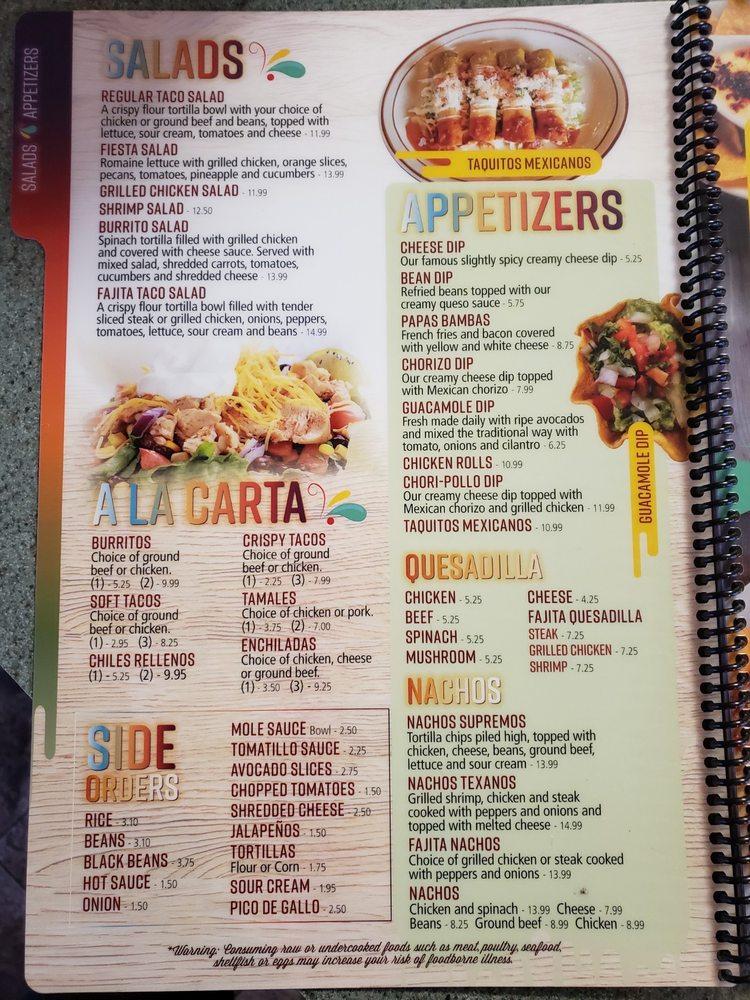 Menu at Las Brasas Grill Mexican Restaurant, Wellsville