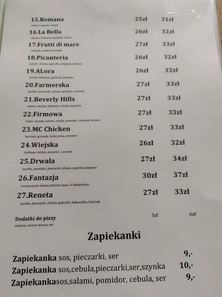 Menu at Restauracja Złota Reneta restaurant, Lisków