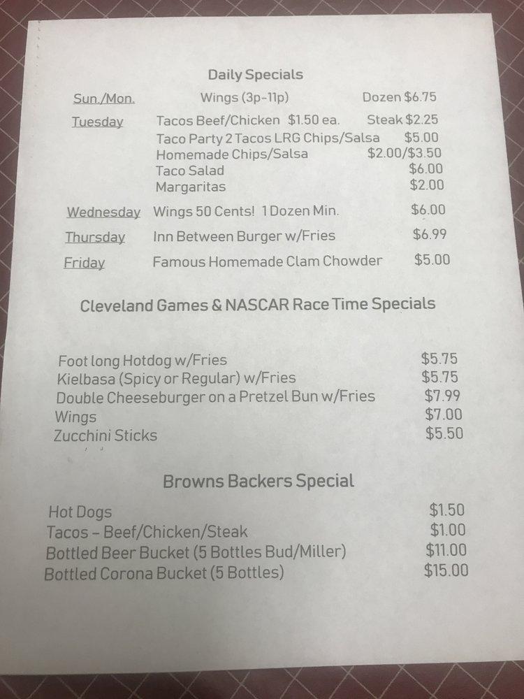 Menu at The Inn Between Bar & Grill, North Royalton