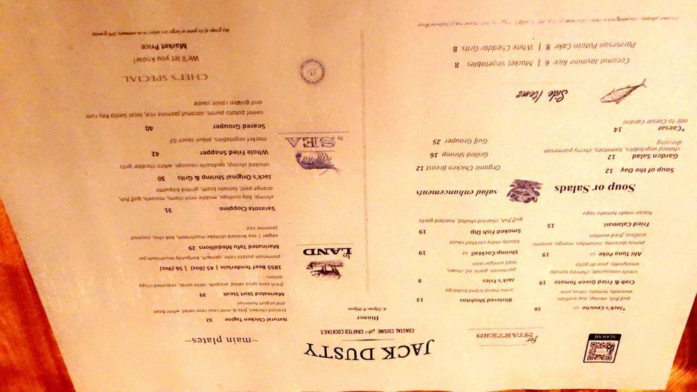 Menu at Jack Dusty pub & bar, Sarasota, Ritz Carlton Dr