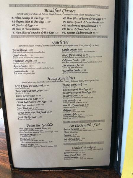 Menu at Longhouse Restaurant, Gilroy, Monterey Hwy