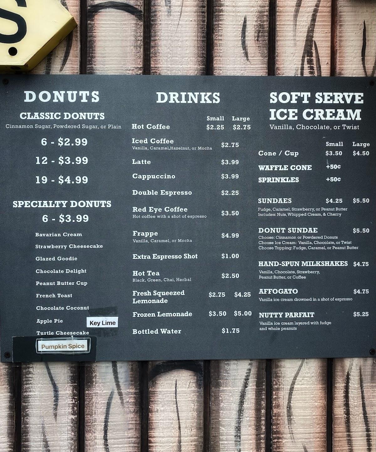 Menu at Meaney's Mini Donuts & Coffee House, Siesta Key, 205 Canal Rd