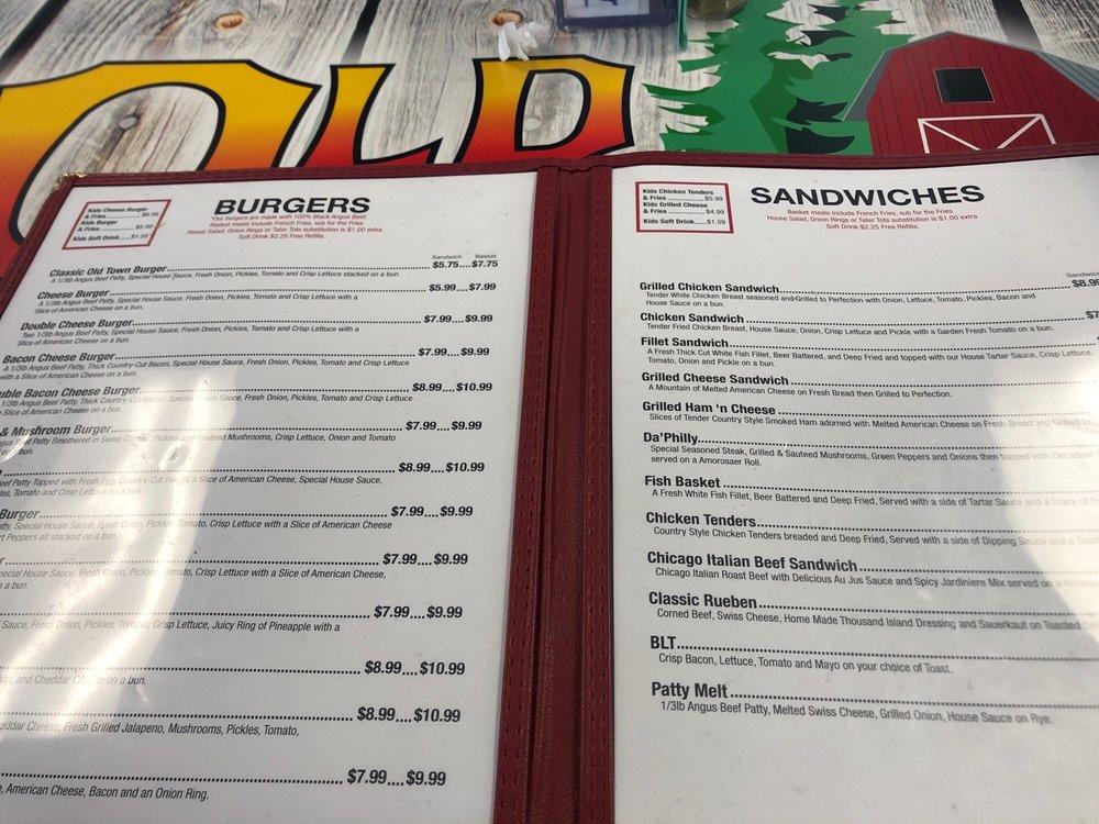Menu at Old Town Burger & Breakfast restaurant, Battle Ground