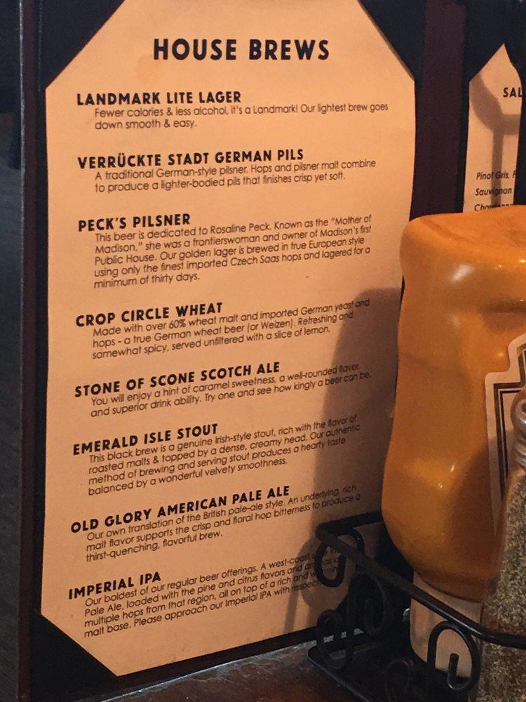 Menu at The Great Dane Pub, Madison