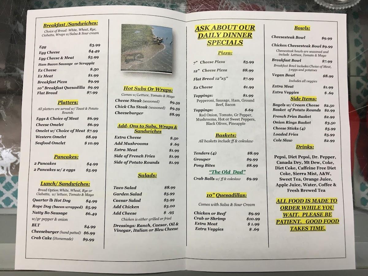 Menu at Beach Road Round-up restaurant, Chincoteague Island