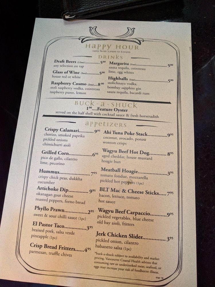 Menu at Black+Blue steakhouse, Vancouver