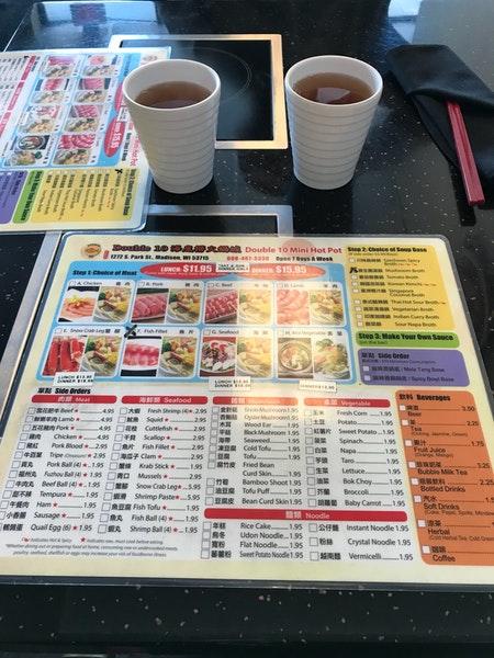 Menu at Mini Hot Pot restaurant, Madison