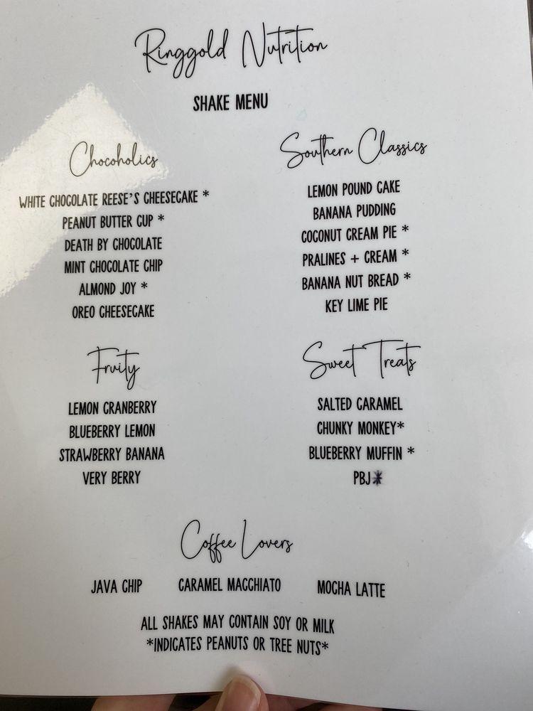 Menu at Ringgold Nutrition pub & bar, Ringgold