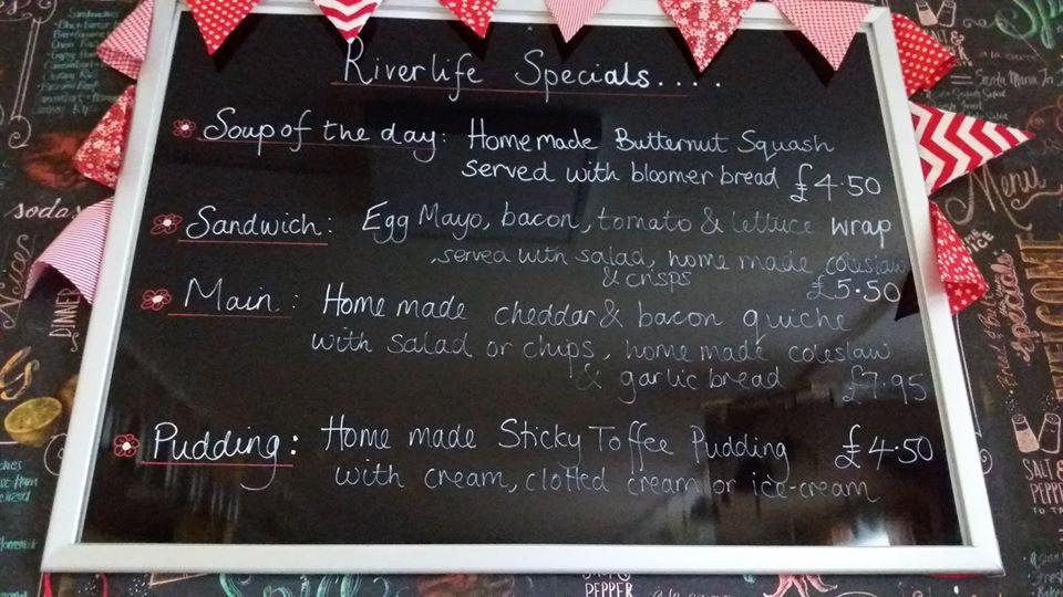 Menu at Riverlife Cafe, Bude