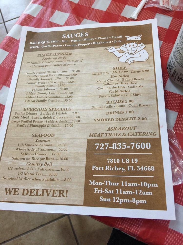 Menu at Robert's Smokin' BBQ, Port Richey
