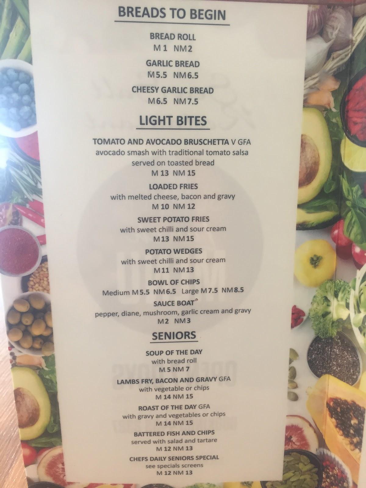 Menu at Southside Restaurant, Ulladulla