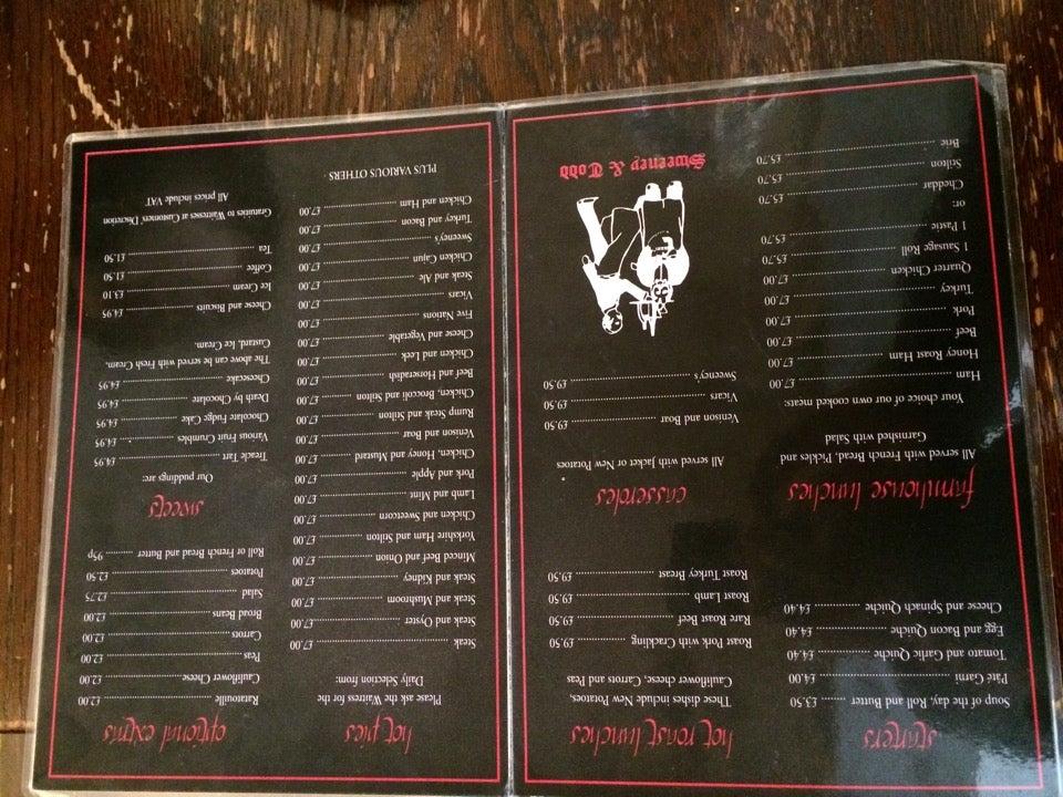 Menu at Sweeney & Todd restaurant, Reading