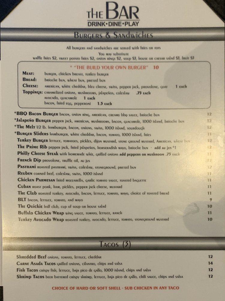 Menu at The Bar @ Trails Village, Las Vegas, Village Center Cir