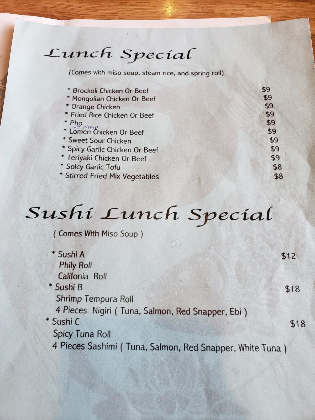 Menu at Koi Sushi Bar, Grants Pass
