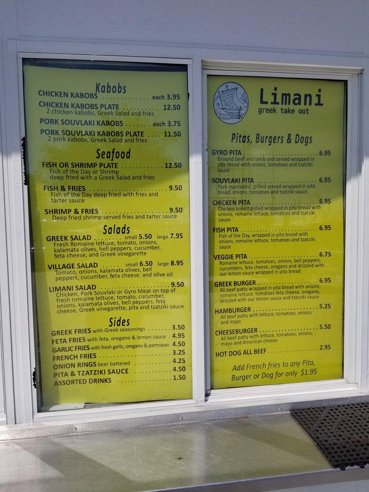 Menu at The Limani fast food, Tarpon Springs