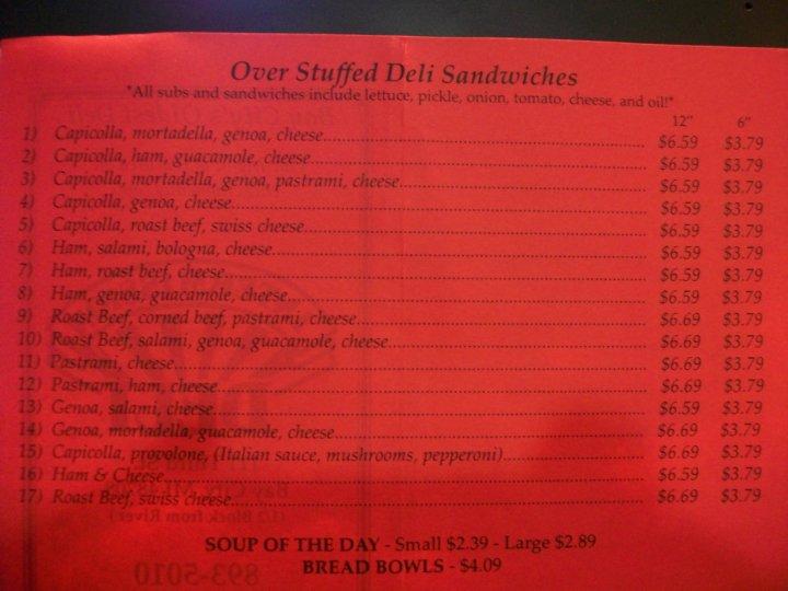 Menu at Intermission Deli fast food, Bay City