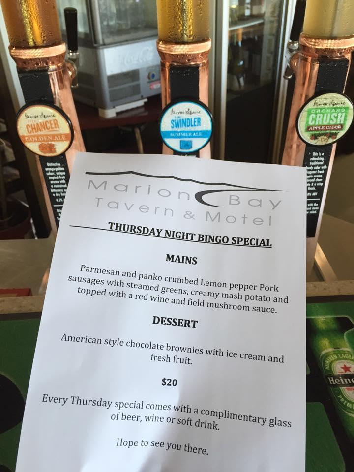 Menu at Marion Bay Tavern restaurant, Marion Bay, 5 Stenhouse Bay Rd