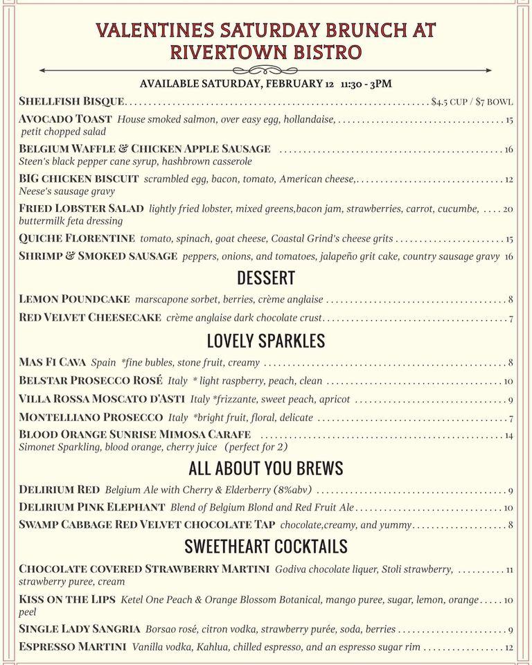 Menu at Rivertown Bistro restaurant, Conway, 3rd Ave