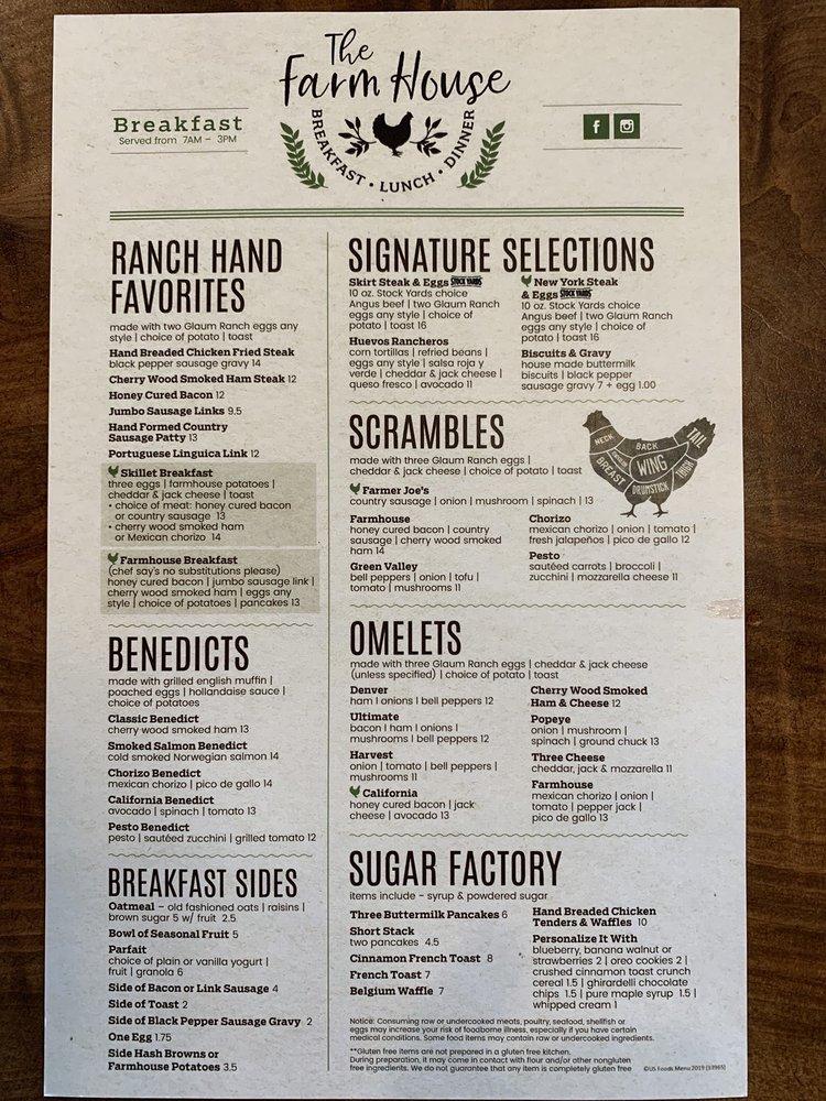 Menu at The Farm House restaurant, Freedom