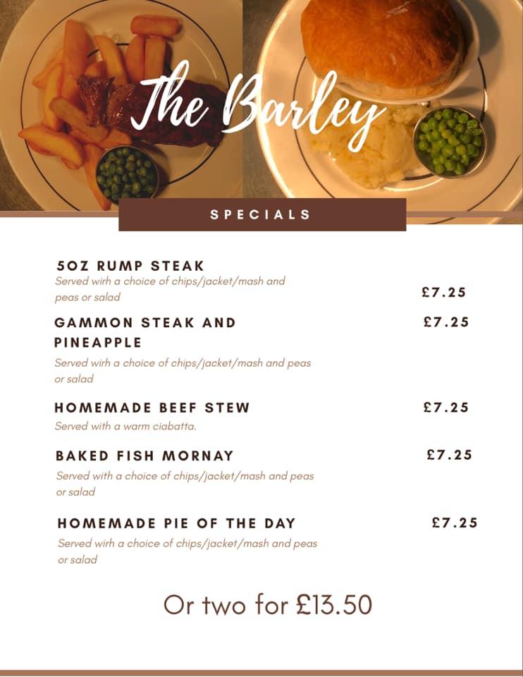 Menu at The Barley, Newport
