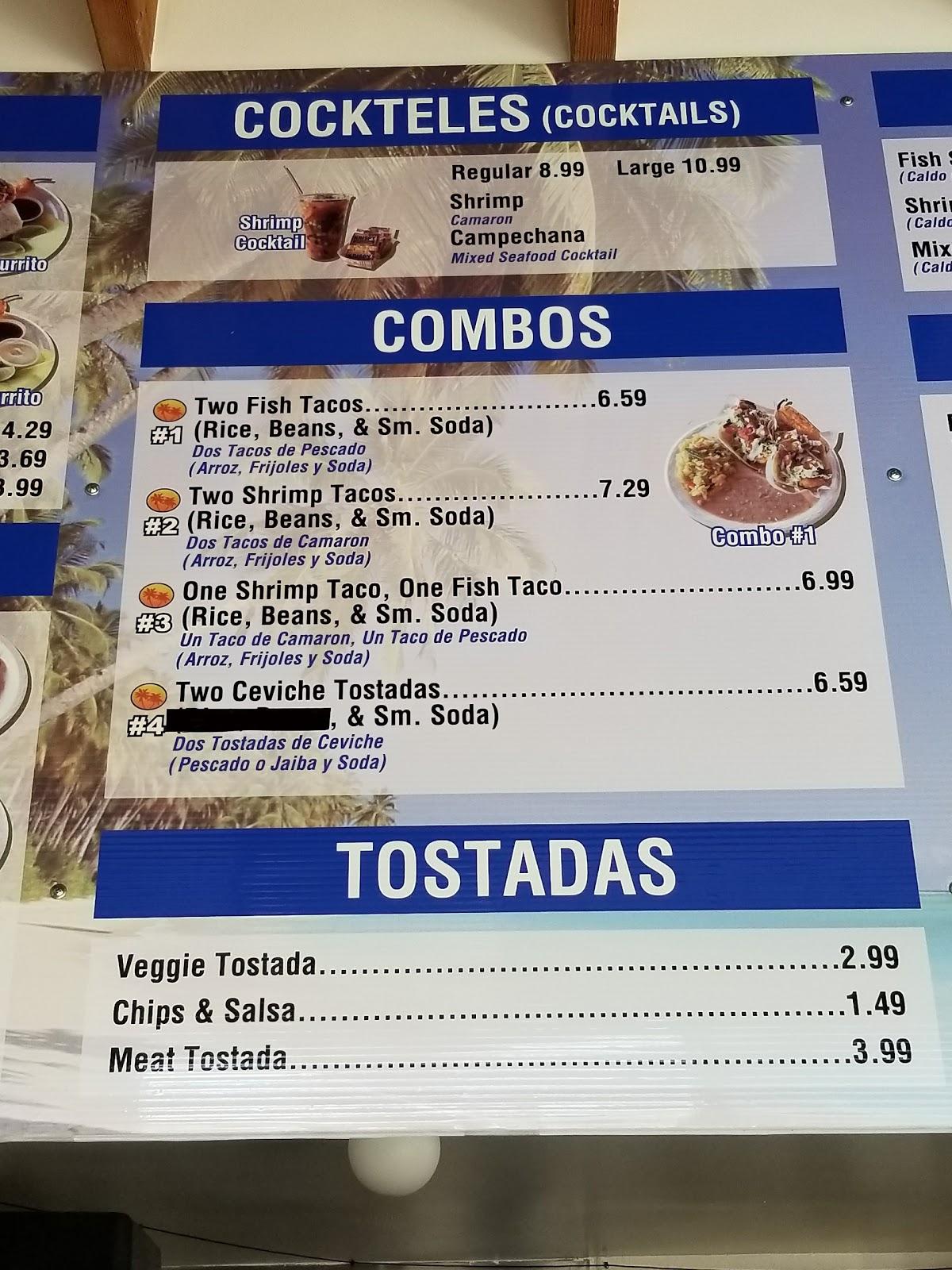 Menu at Cabo Tacos restaurant, Glendora