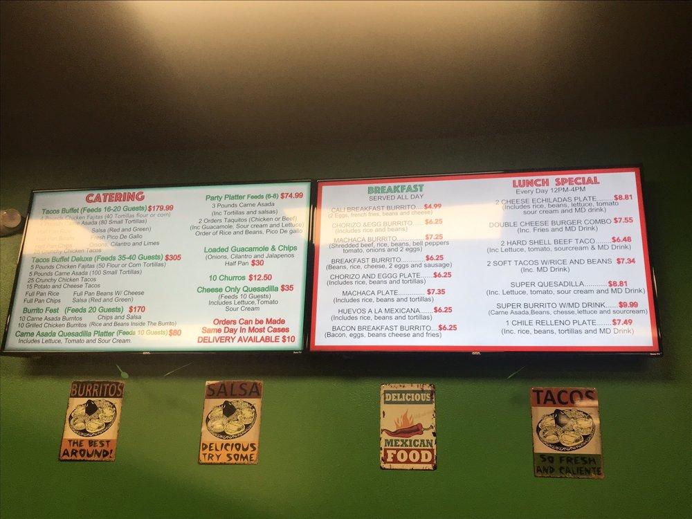 Menu at Durango Taco Shop #3 restaurant, Las Vegas