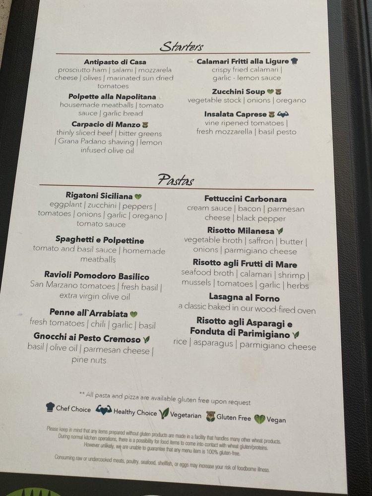 Menu at Grazie, Cancún