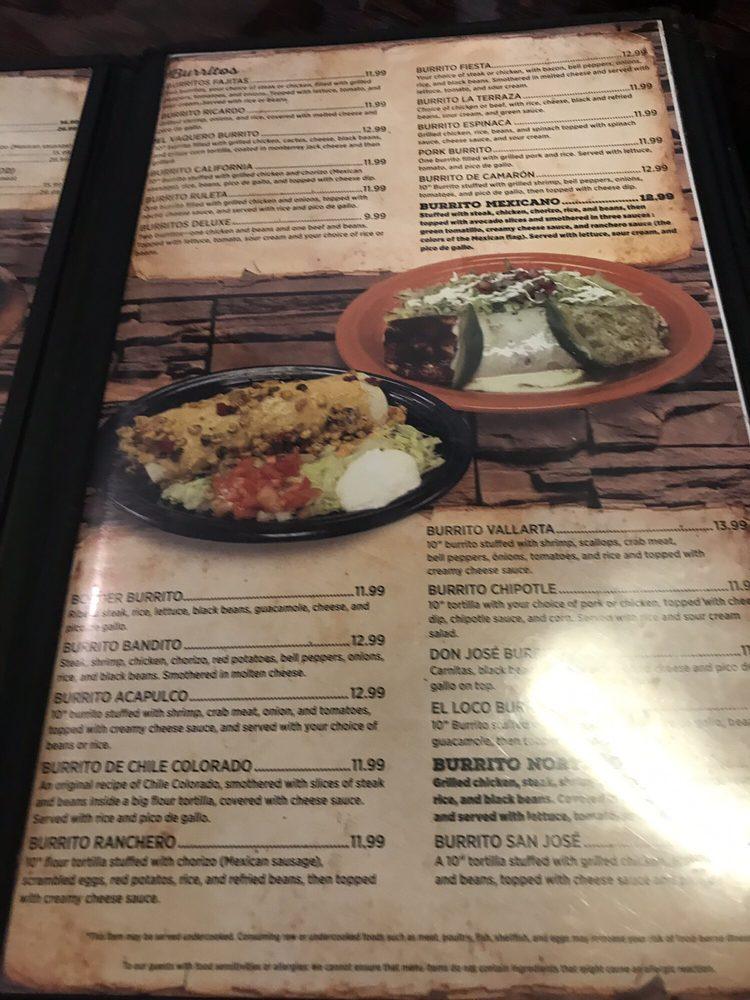 Menu at La Terraza Mexican Grill restaurant, Williamsburg, Richmond Rd