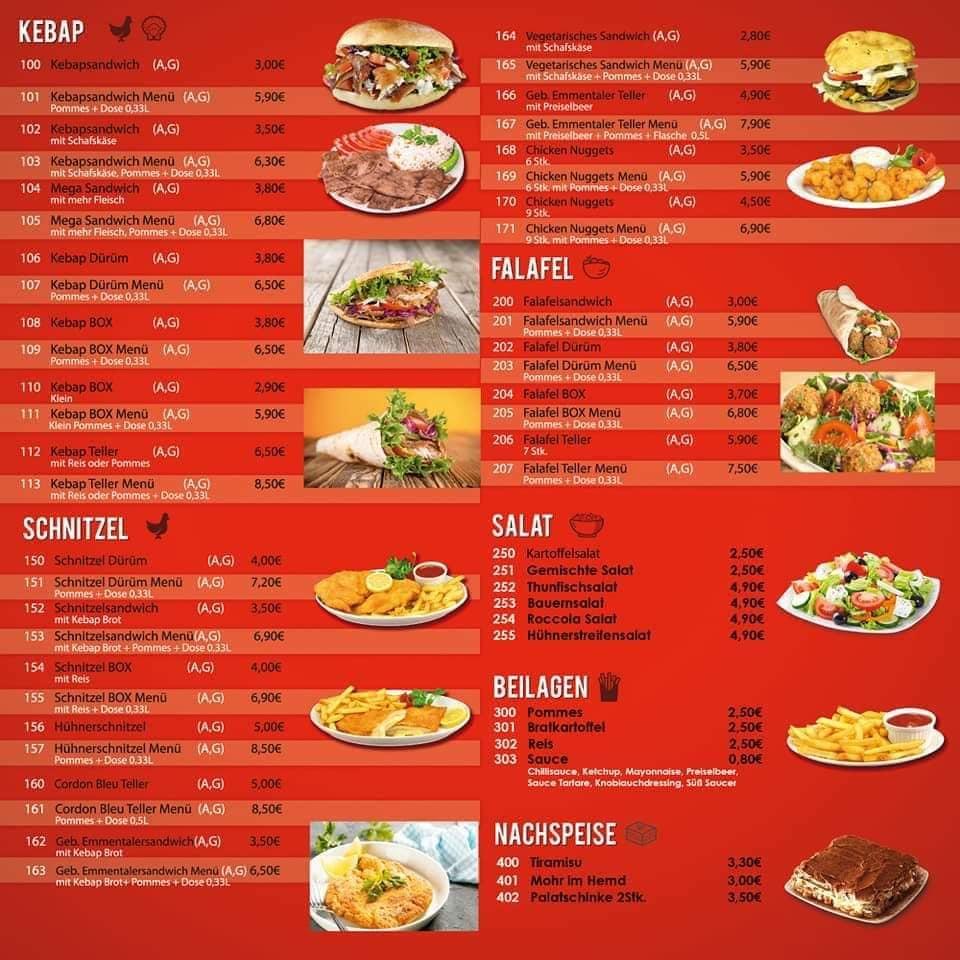 Speisekarte von Mega food restaurant, Laa an der Thaya