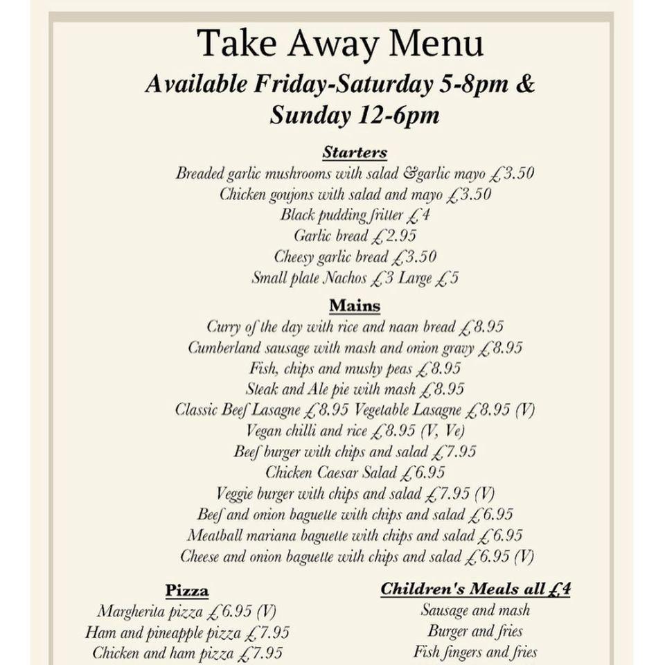 Menu at Shrewsbury Arms pub & bar, Chester