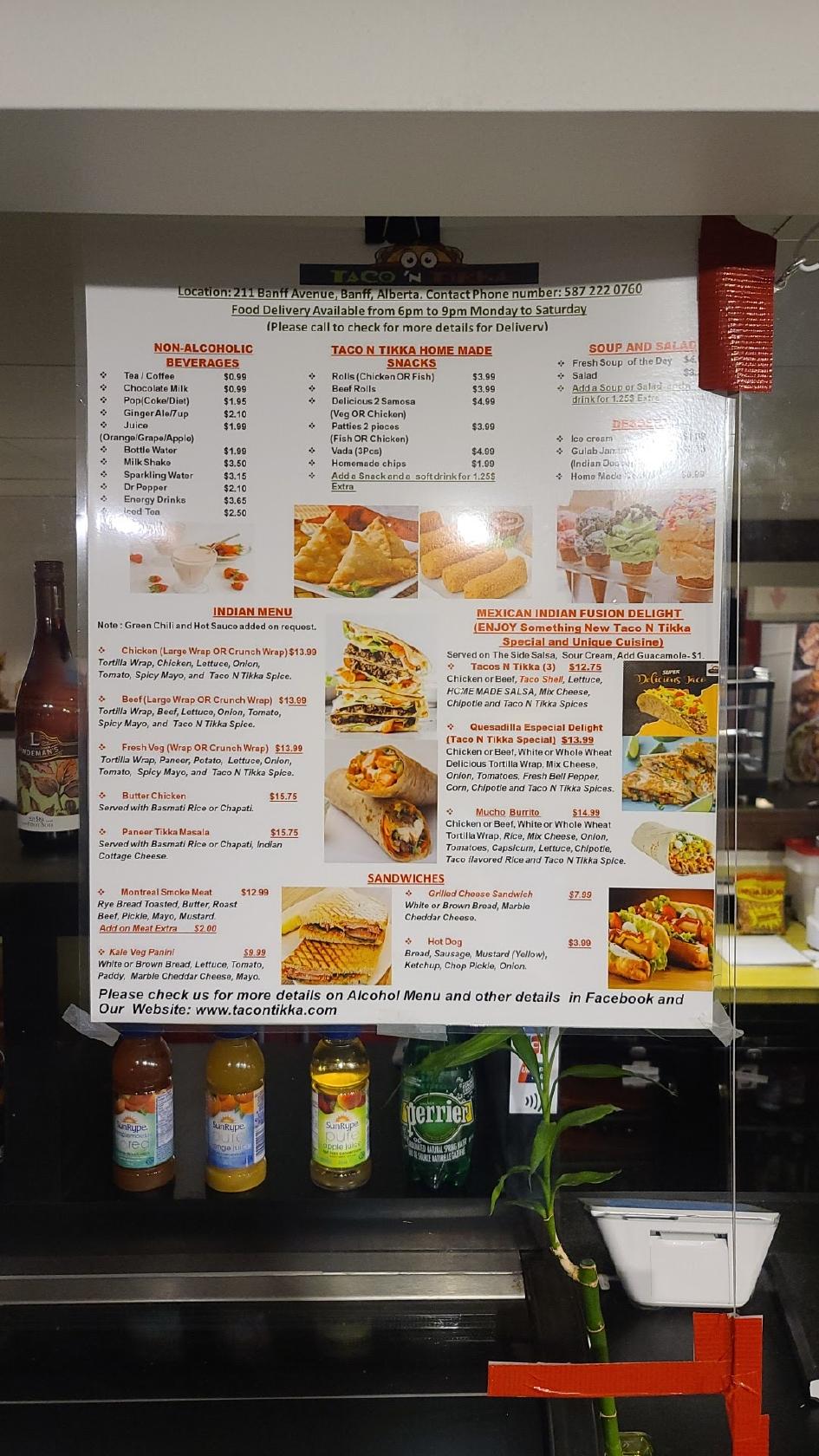 Menu at TACO N TIKKA, Banff