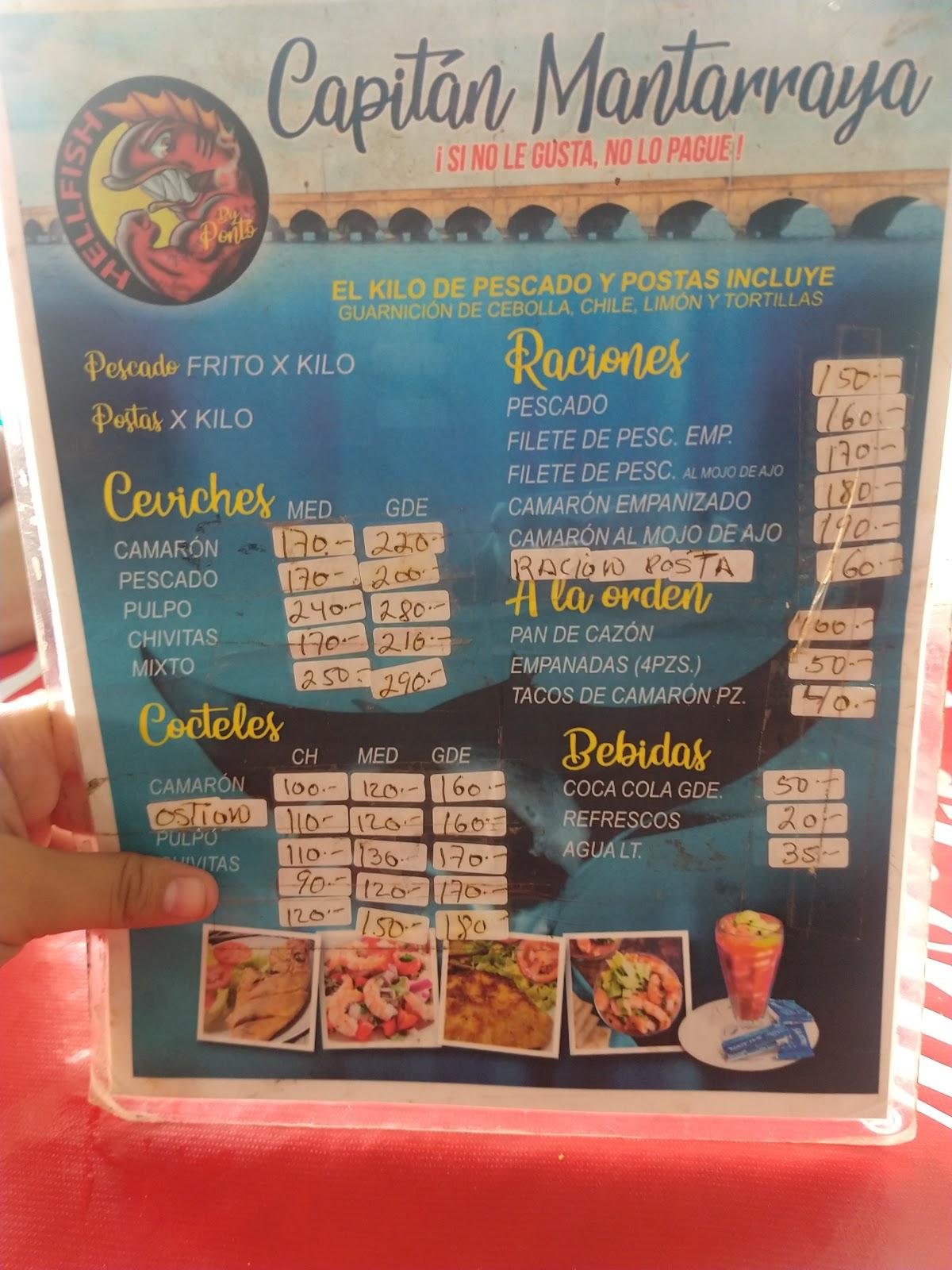 Carta del restaurante CAPITAN MANTARRAYA BY'PONTO, Progreso