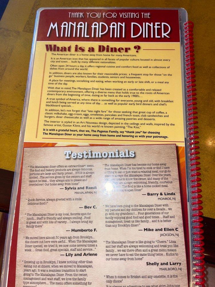 Menu at Manalapan Diner restaurant, Manalapan Township, 48 US-9
