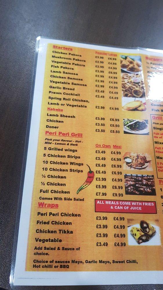 Menu at Peri Peri Rooster restaurant, Cumbernauld