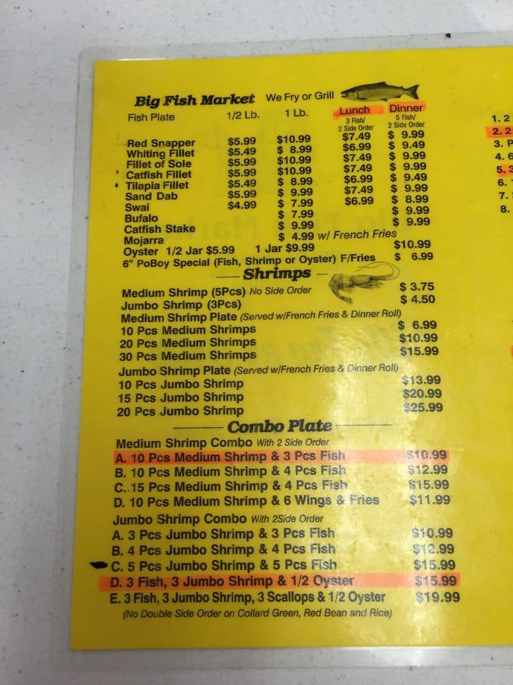 Menu at Big Fish Market restaurant, Moreno Valley