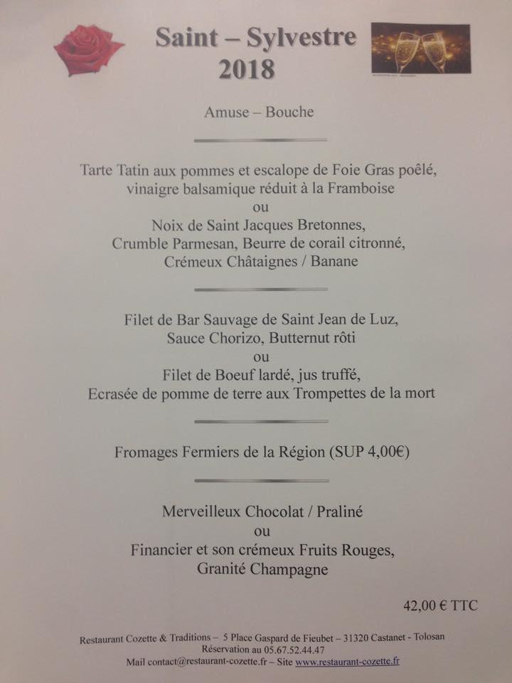 Menu au le B restaurant, Castanet-Tolosan