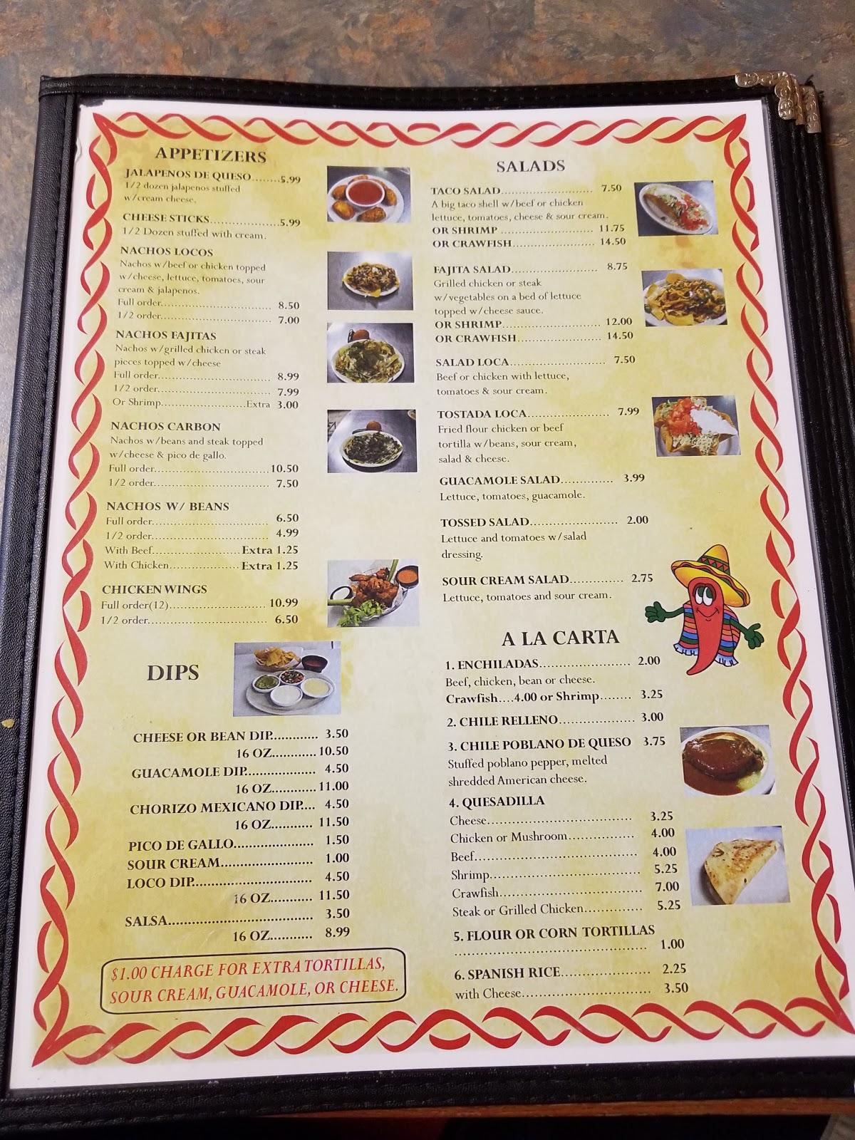 Menu at El Campesino Mexican Restaurant, Hurley