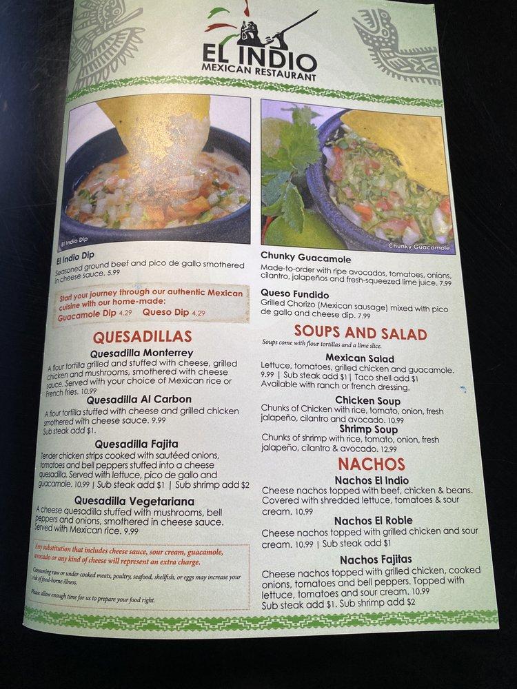 Menu at El Indio of Bethalto restaurant, Bethalto