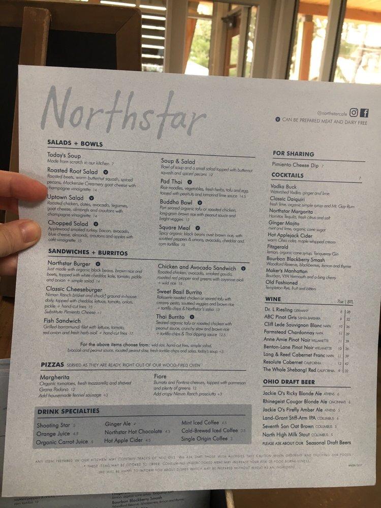 Menu at Northstar Café in Uptown Westerville restaurant, Westerville